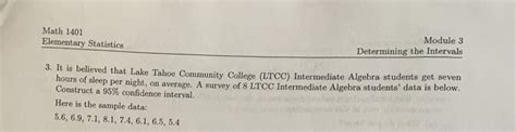 Solved Math 1401 Elementary Statistics Module 3 Determining