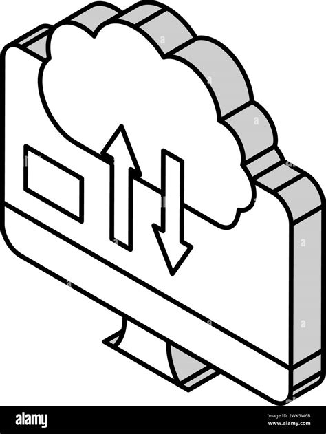 Download And Upload From Cloud Digital Processing Isometric Icon Vector Illustration Stock