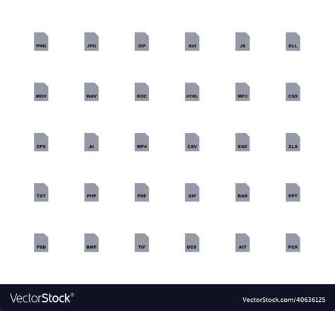 Documents File Format Icons Set Two Color Vector Image