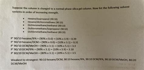 Solved What The Order Of Elution Of Compounds Using The Chegg Com