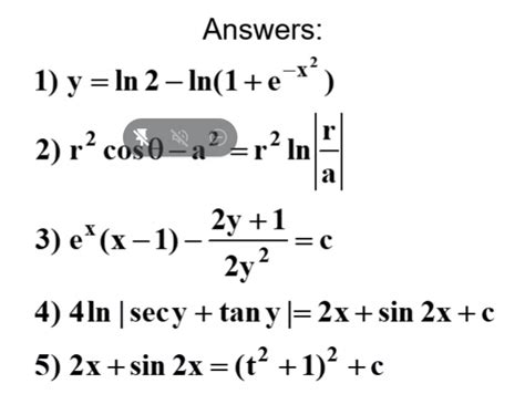 Solved Exercises Solve The Following Variable Separable