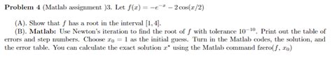 solved problem 4 matlab assignment 3 let