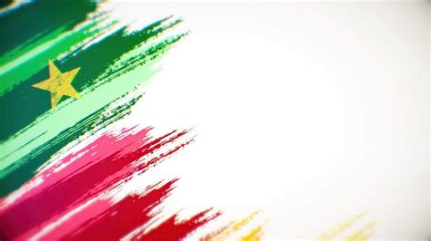 흰색 배경에 카메룬 국기 페인트 브러시 드로잉 붓놀림 그런지 페인트 스트로크 더러운 국가 독립 애국심 선거 템플릿 유화 파스텔 색상 만화 애니메이션 질감 효과의 개념 0명에