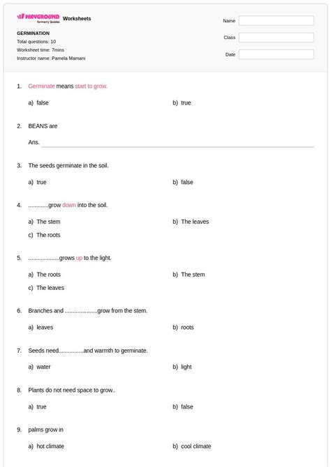 50 Seed Germination Worksheets On Wayground Free And Printable