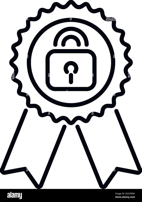 Emblem Ssl Certificate Icon Outline Vector Web Secure Safety Connection Stock Vector Image