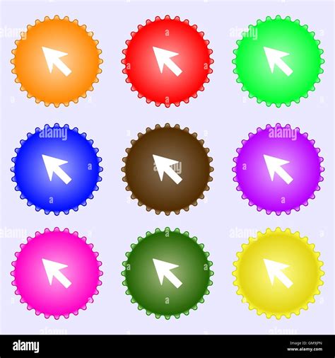 Cursor Arrow Icon Sign A Set Of Nine Different Colored Labels Vector Stock Vector Image And Art
