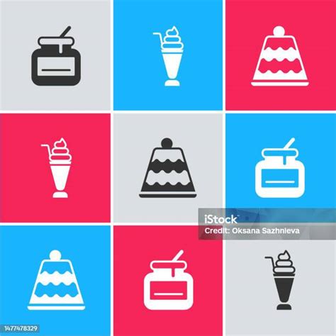 꿀 항아리 밀크 쉐이크와 케이크 아이콘을 설정합니다 벡터 건강한 식생활에 대한 스톡 벡터 아트 및 기타 이미지 건강한 식생활