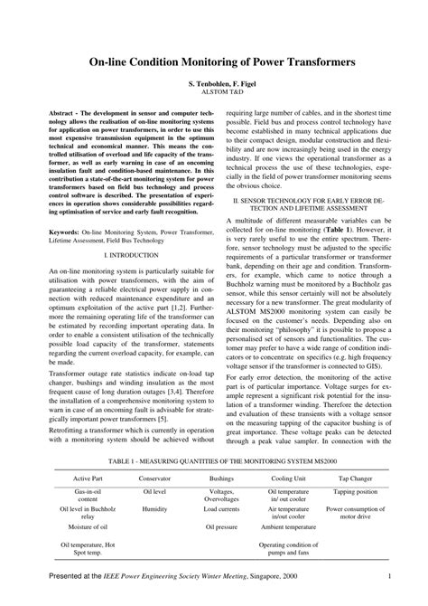 Pdf On Line Condition Monitoring Of Power Transformers