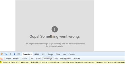 Google Map Warning NoApiKeys API Error How To
