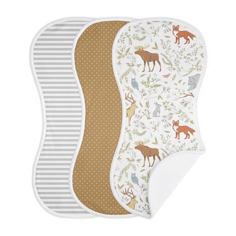 Woodland Toile Collection Absorbent Burp Cloths 3 Pack Set