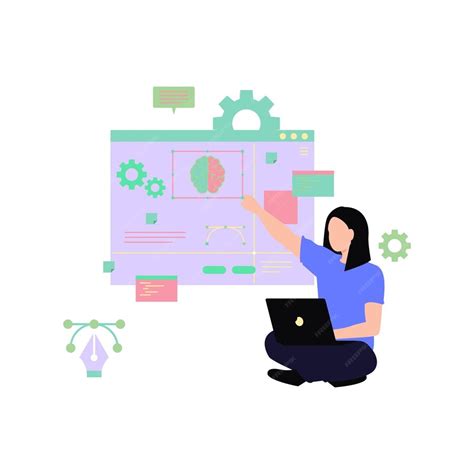Premium Vector Girl Working On Web Page Setting