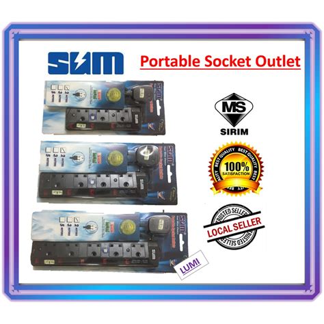 Sum Portable Socket Outlet Sirim 2 Meter 3 Gang 2 Meter 4 Gang 2 Meter 5 Gang Shopee