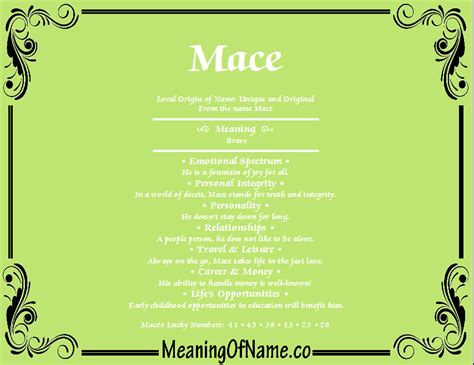 Mace Meaning Of Name