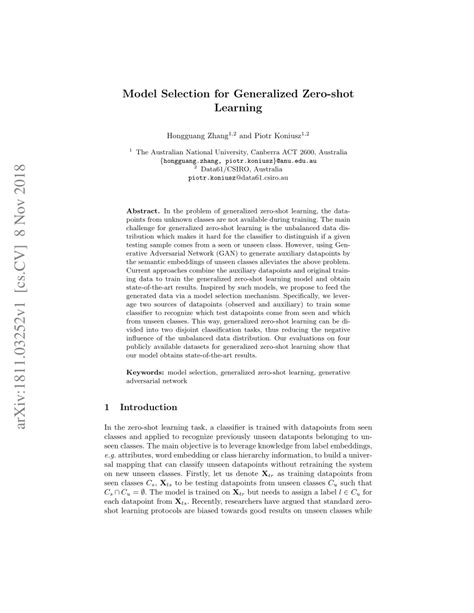 pdf model selection for generalized zero shot learning