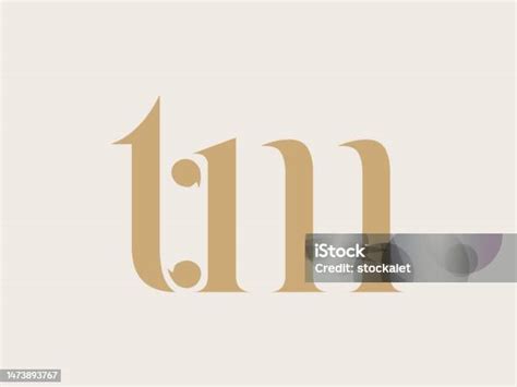 Tm 모노그램 로고 소문자 장식용 세리프 문자 T 문자 M 서명 아이콘 럭셔리 스타일 알파벳 이니셜 로고에 대한 스톡 벡터 아트