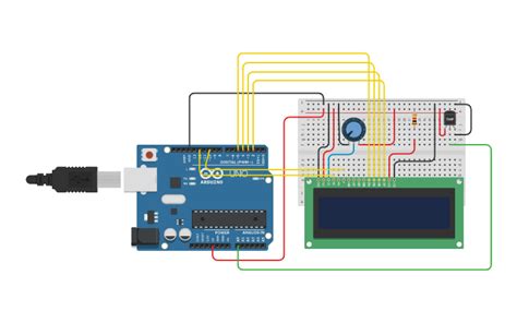circuit design arduino tmp dan lcd 16x2 tinkercad