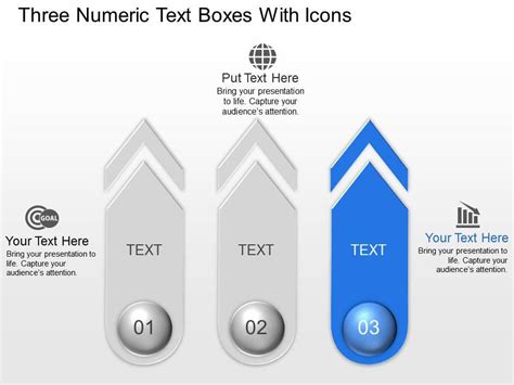 Three Numeric Text Boxes With Icons Powerpoint Template Slide PowerPoint Presentation Slides