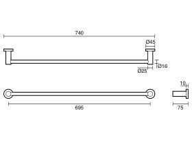 Sussex Scala Single Towel Rail 700mm LUX PVD Brushed Platinum Gold From