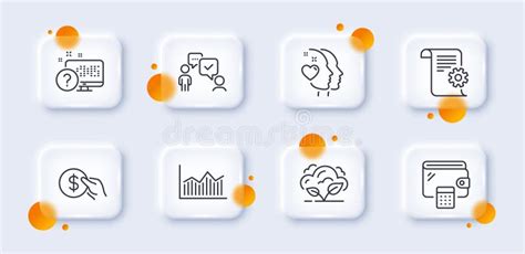 Payment Heart And Technical Documentation Line Icons Pack For Web App 3d Glass Buttons