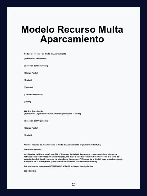 Modelo Recurso Multa Aparcamiento