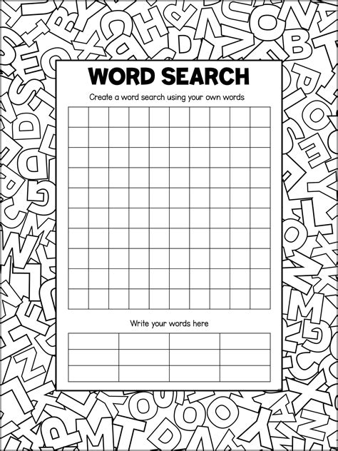 Blank Word Search Template Printable Puzzle Pages Pdf Download Etsy