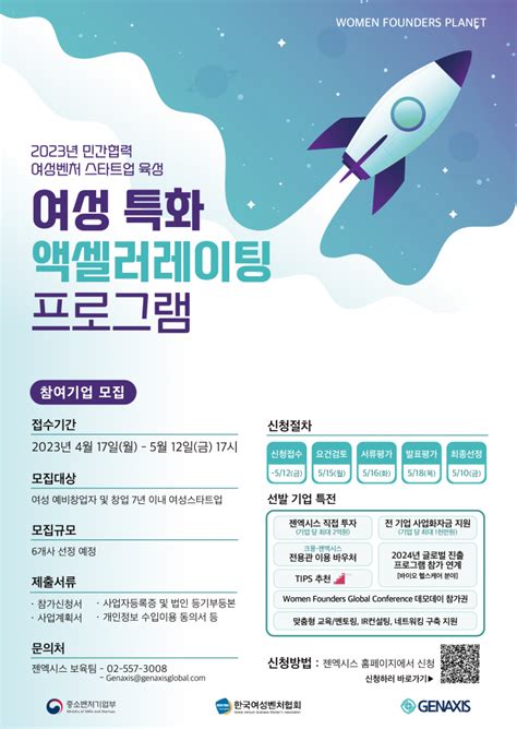 젠엑시스 2023년 민간협력 여성벤처 · 스타트업 육성 참여기업 모집 플래텀