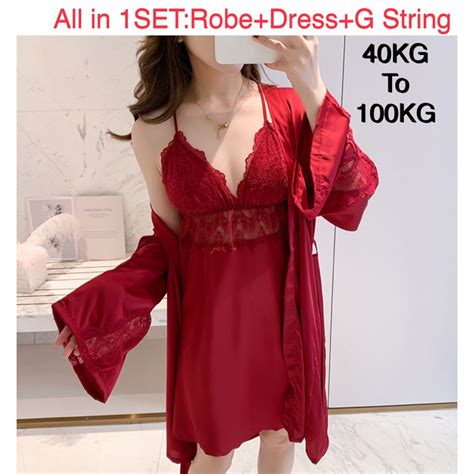 Plus Size Sexy Robe Set Pcs Dress Robe G String Can Fit Up To Kg Sch