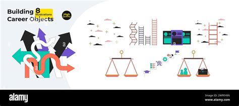 Building Career 2d Linear Cartoon Objects Bundle Stock Vector Image And Art Alamy