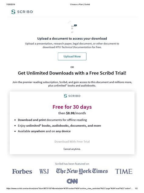 Free For 30 Days Get Unlimited Downloads With A Free Scribd Trial