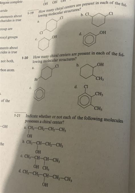 1-19 How many chiral centers are present in | StudyX