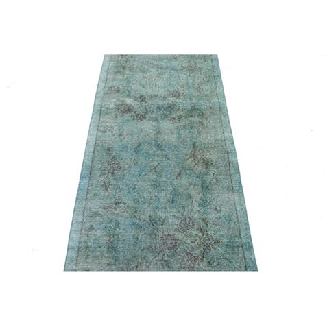 Vintage Handmade Green Persian Overdyed Wool Rug With Allover Design
