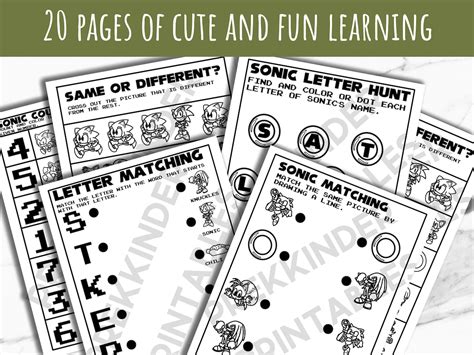 Sonic The Hedgehog Worksheets Preschool Kinder Activities Printable