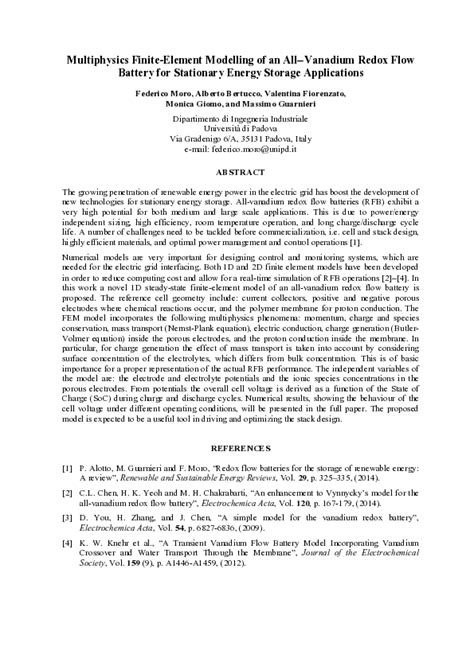 Pdf Multiphysics Finite Element Modelling Of An All−vanadium Redox