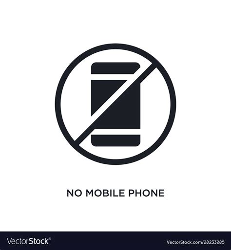 Black No Mobile Phone Isolated Icon Simple Vector Image