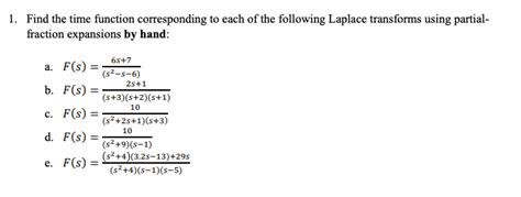 solved 1 find the time function corresponding to each of