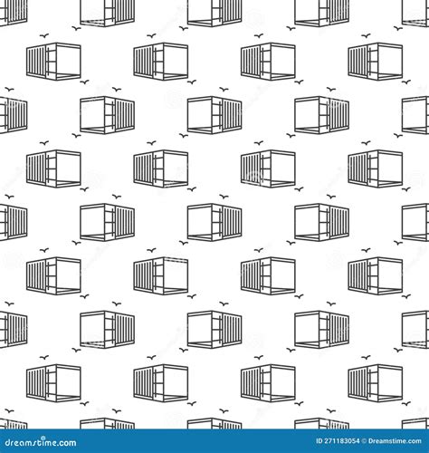 Opened Container Vector Transportation Concept Line Seamless Pattern Stock Vector Illustration