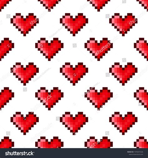 Heart Pattern Pixel Art Seamless Pattern Stock Vector Royalty Free