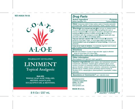 Product Images Coats Aloe Analgesic Photos Packaging Labels And Appearance