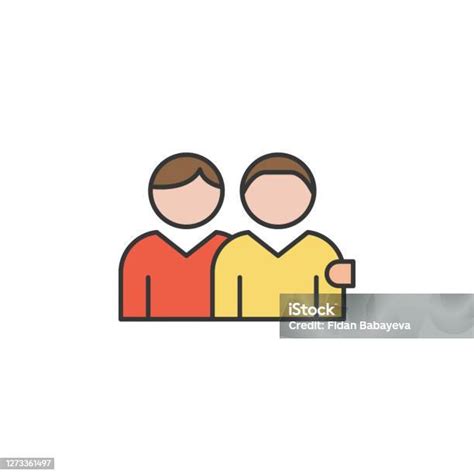 친구 2 남자 개요 아이콘 우정 라인 아이콘의 요소 흰색 배경의 웹 로고 모바일 앱 Ui Ux에 표시 기호를 사용할 수 있습니다