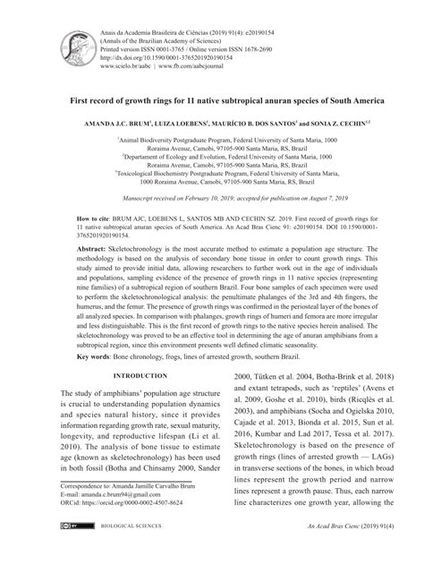 Pdf First Record Of Growth Rings For 11 Native Subtropical Anuran Species Of South America