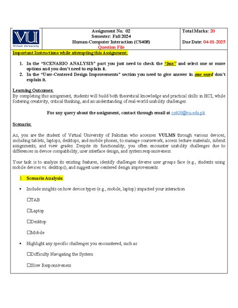Fall 2024 Cs408 2 Assignment No 02 Semester Fall 2024 Human