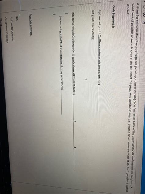 Solved Ja Assume For Each Question The Code Fragment Given