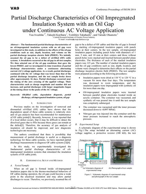 Partial Discharge Characteristics Of Oil Impregnated Insulation System With An Oil Gap Under