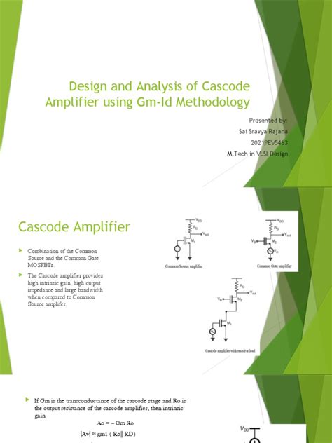 design and analysis of cascode amplifier using gm id minor project