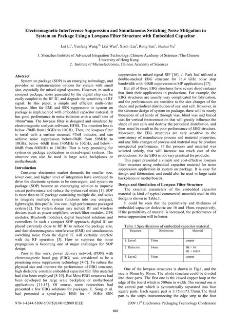Pdf Electromagnetic Interference Suppression And Simultaneous