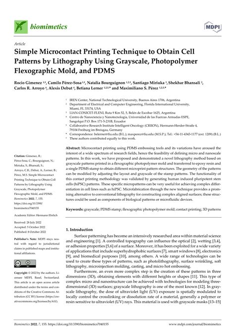 Pdf Simple Microcontact Printing Technique To Obtain Cell Patterns By