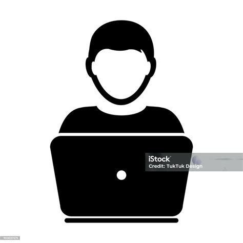 사용자 아이콘 벡터 문양 그림 기호에 비즈니스 및 온라인 통신 네트워크에 대 한 노트북 컴퓨터 남성 사람 프로필 아바타 Brand Name Online Messaging
