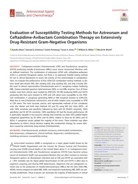 Khan Et Al 2021 Evaluation Of Susceptibility Testing Methods For