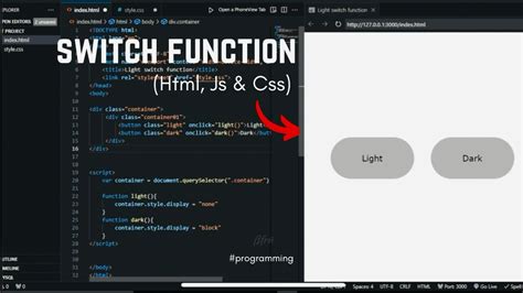 Light Switch Functionality Html Js And Css Programming Youtube