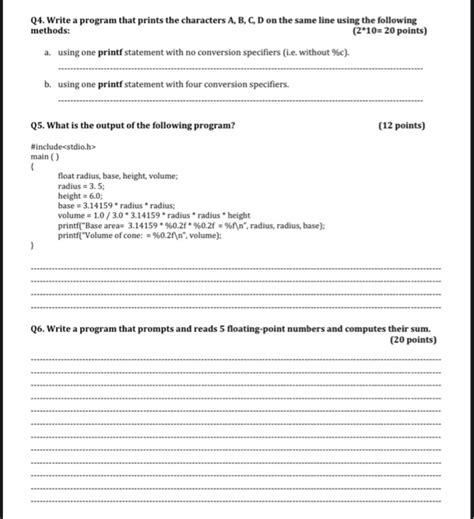 solved q1 write a single c statement to accomplish each of